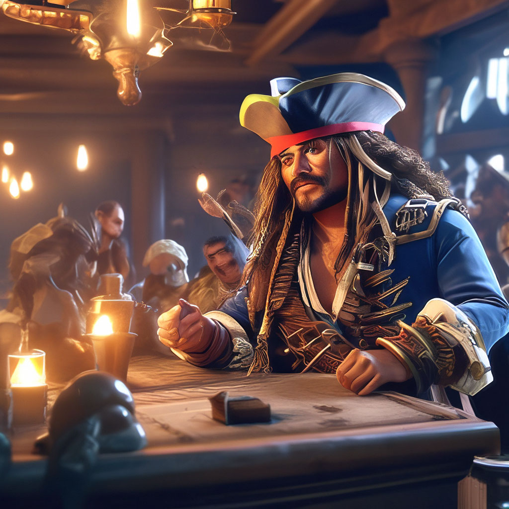 "Jack Sparrow in the tavern is recruiting a team of brave pirates ...