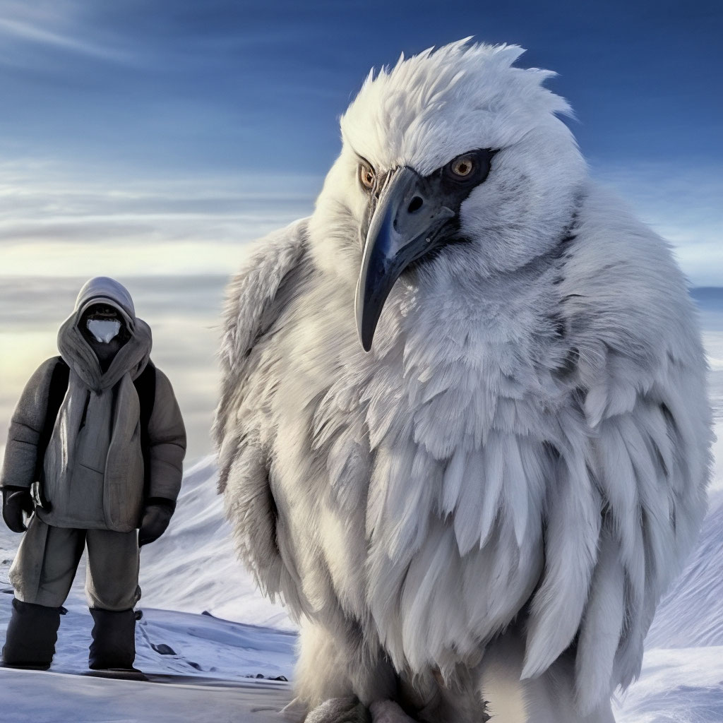 "This photo was taken in 2027. The photo shows a giant white human-like ...