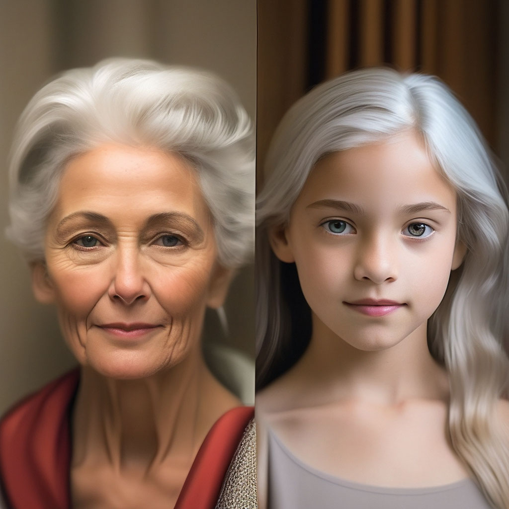 "Collage, from a girl to an aged grandmother, age-related changes of ...