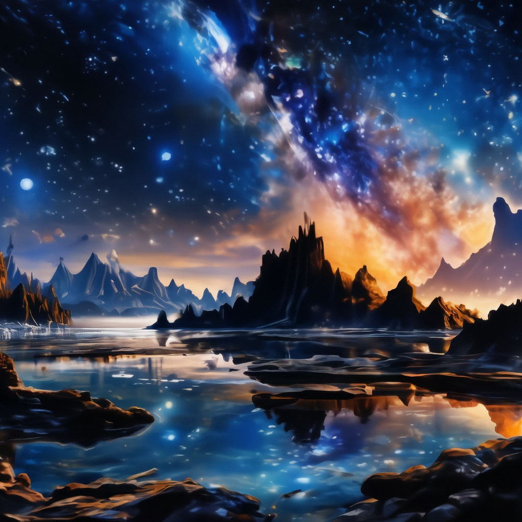 "Gelatin drawing connected +symbiosis galactic +cosmic landscape, deep ...