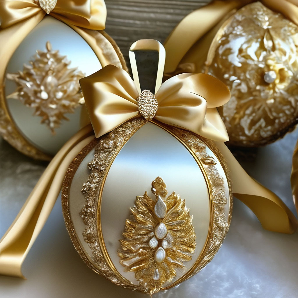 "Christmas tree baubles, ornaments covered in lustrous cream velvet ...