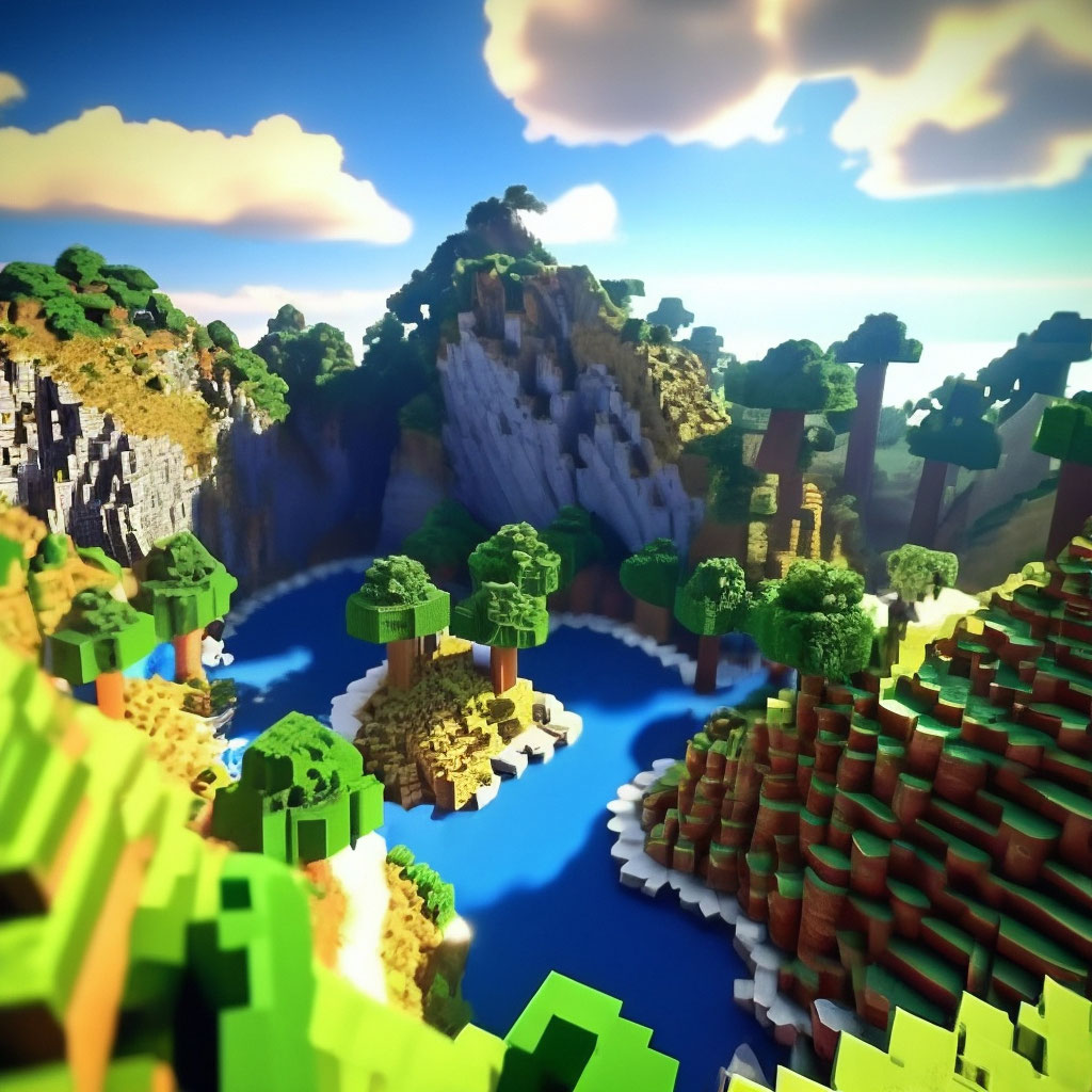 "Minecraft-style landscape, professional photo, beautiful, 4k, high ...