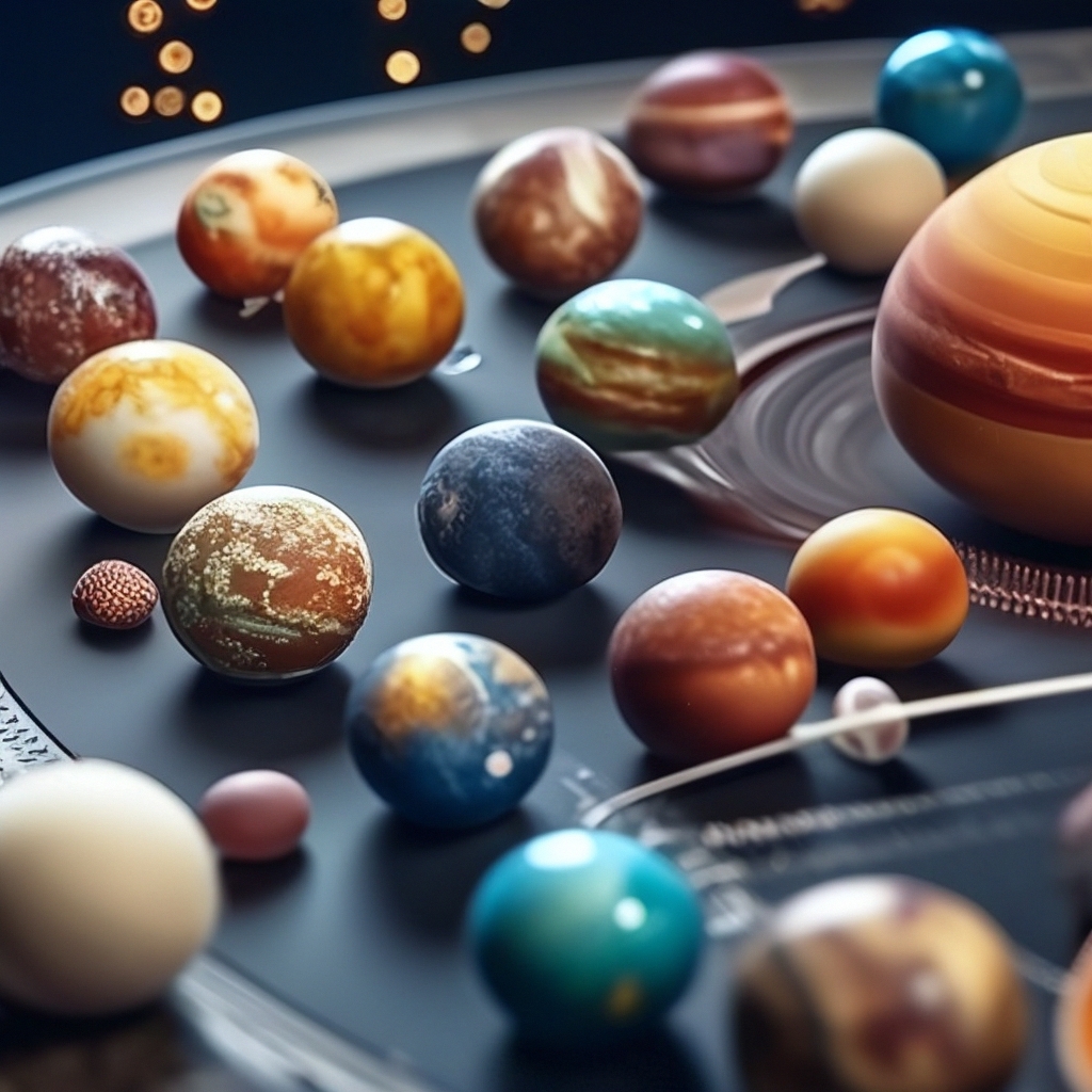 "Planets of the solar system in the form of sweets on the table ...