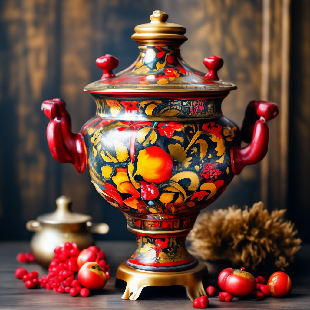 "Watercolor Tula beautiful samovar painted under khokhloma" — image ...
