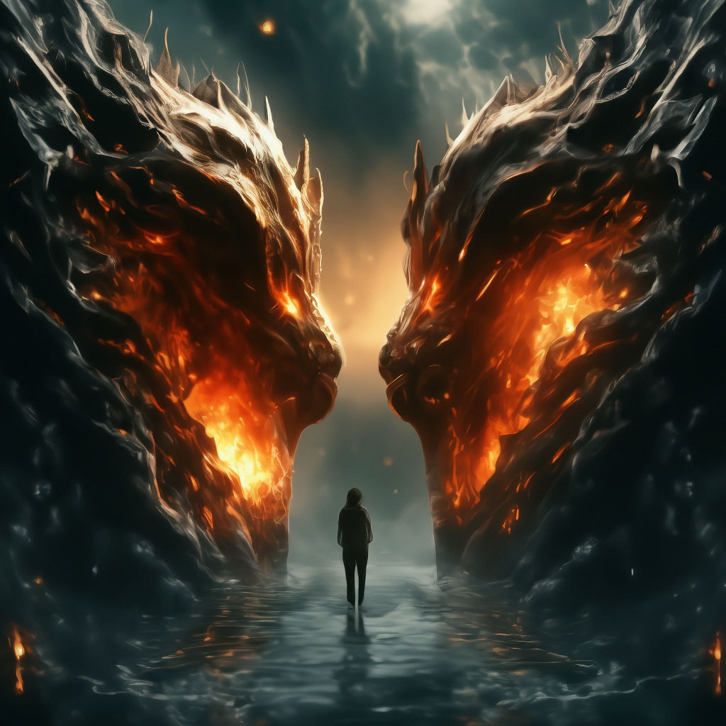 "Even if you were eaten, you have two ways out" — image created in ...
