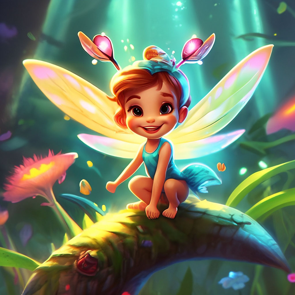 "Cute cartoon fairy dragonfly disney fun" — image created in Shedevrum