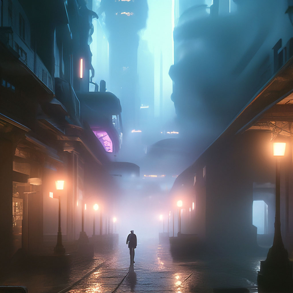 "The secret city of cyber magic of the future, digital painting ...