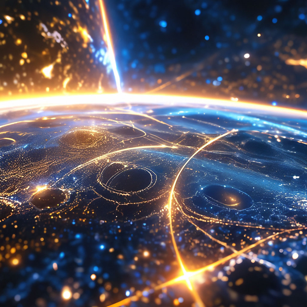 "In outer space, fractal storm, stars, planets, fantasy, just a good ...