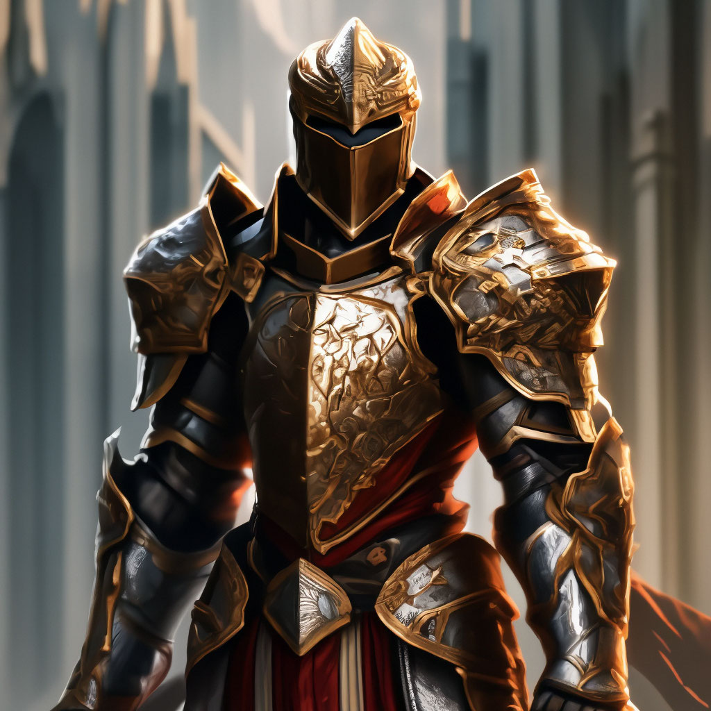 "A knight in divine armor" — image created in Shedevrum