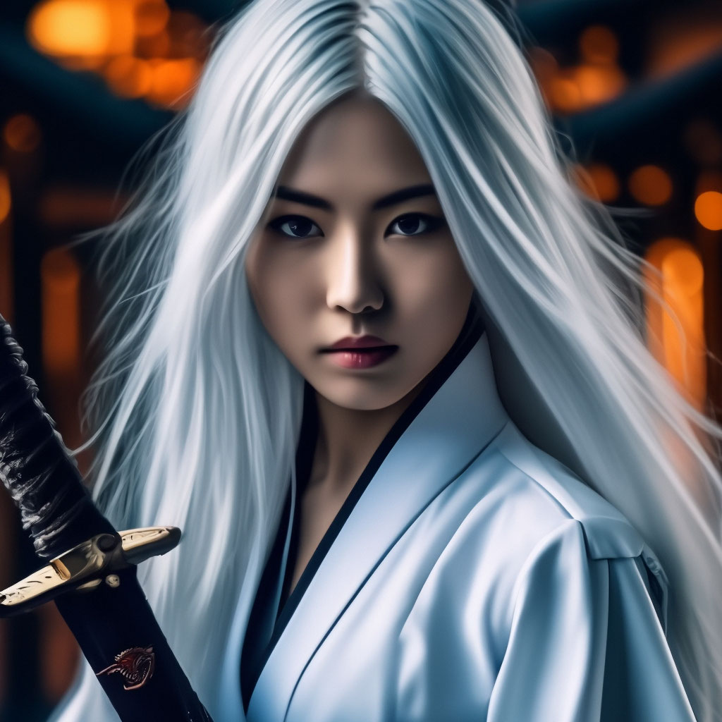 "Steampunk, fantastic, girl with white long straight hair white shirt ...