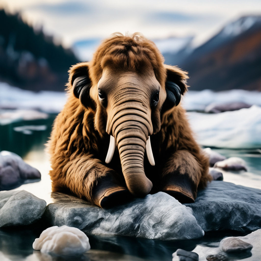 "Tiny tiny miniature sad mammoth orphan 3 years old, without tusks ...