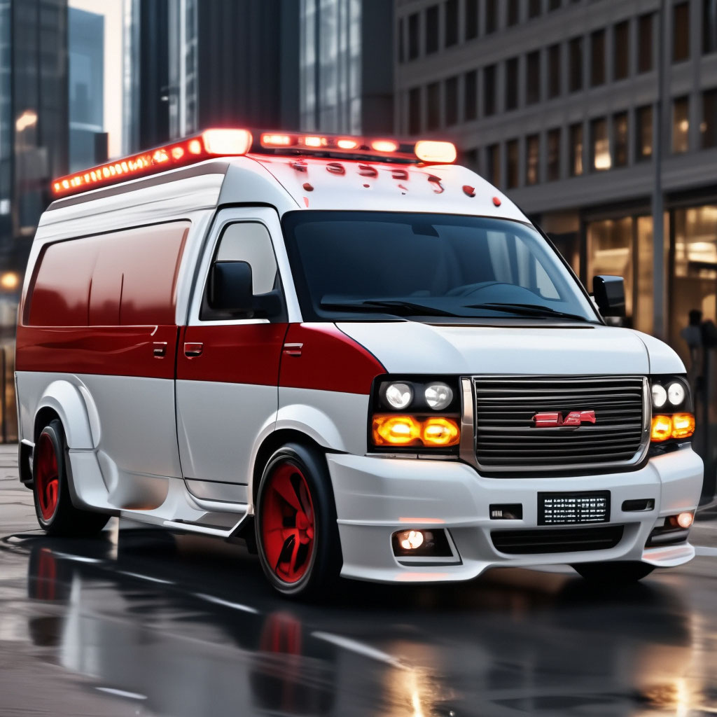 "Future car custom, gmc express, ambulance tuning, red and white collor ...