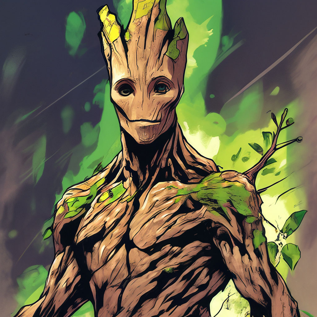 "Full-length design for an adult Groot art in comic style" — image ...