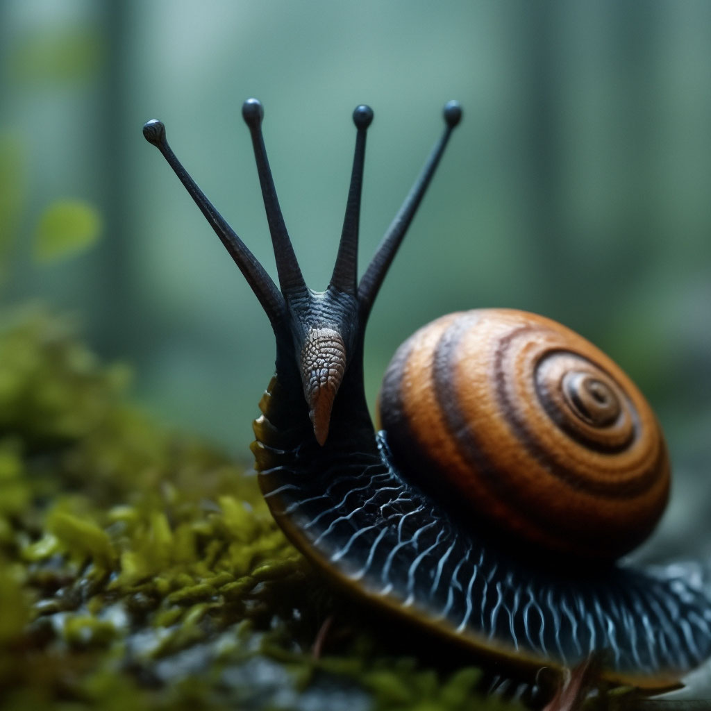 "Antropomorphic snail, with human facial features, detailing" — image ...