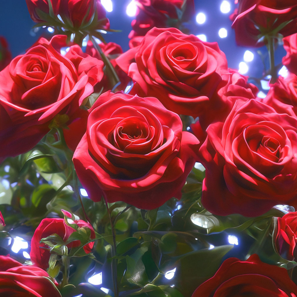 "Realistic, clarity,a million scarlet roses, 64k" — image created in ...