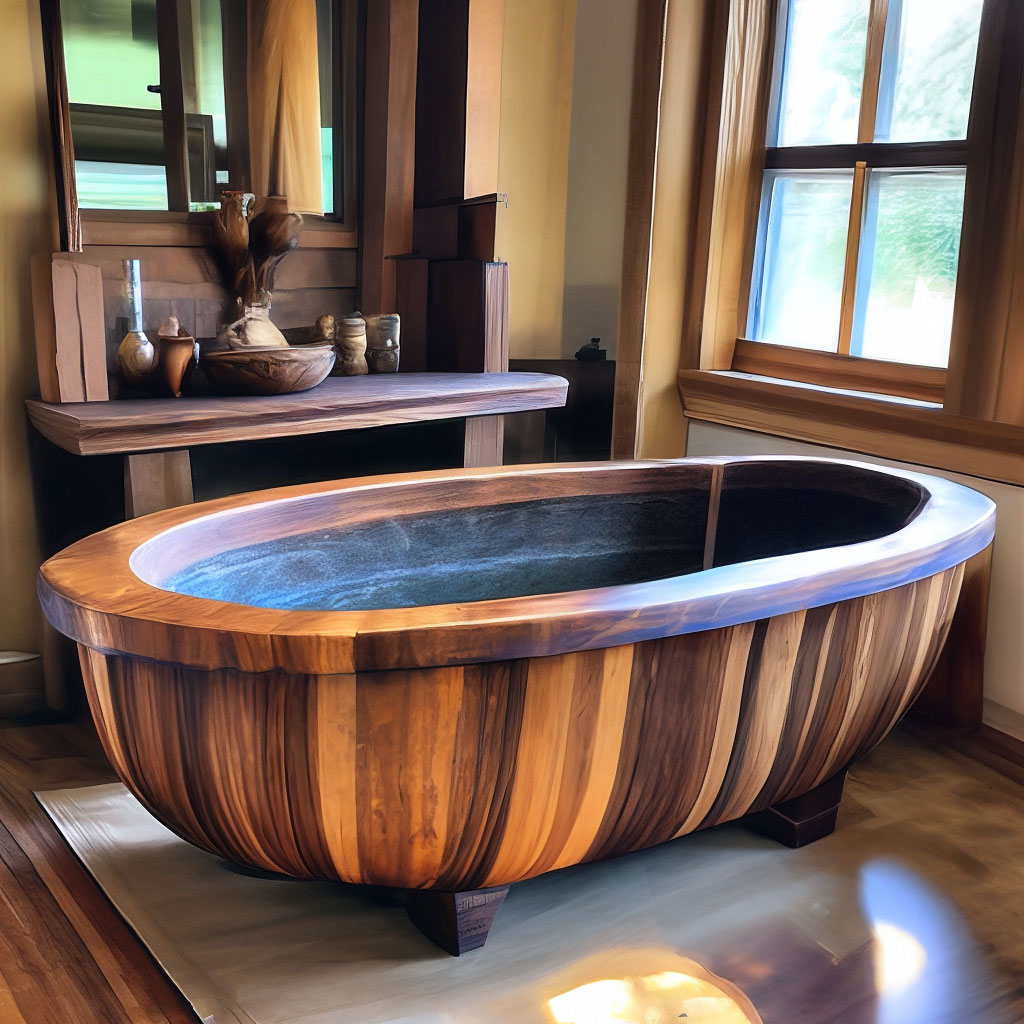 "Cedar bath tarred with cedar oil" — image created in Shedevrum