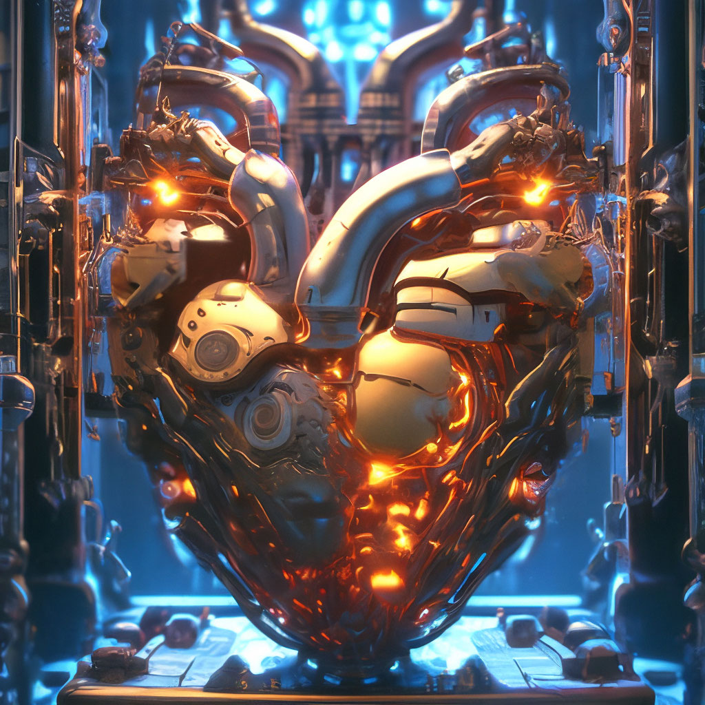 "Biomechanical heart of the masterpiece neural network installed in the ...