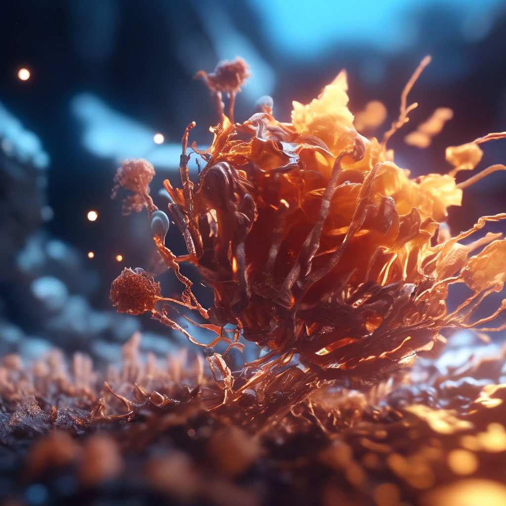 "The organism of the creature crumbles into quarks, 3d, 64k, high ...