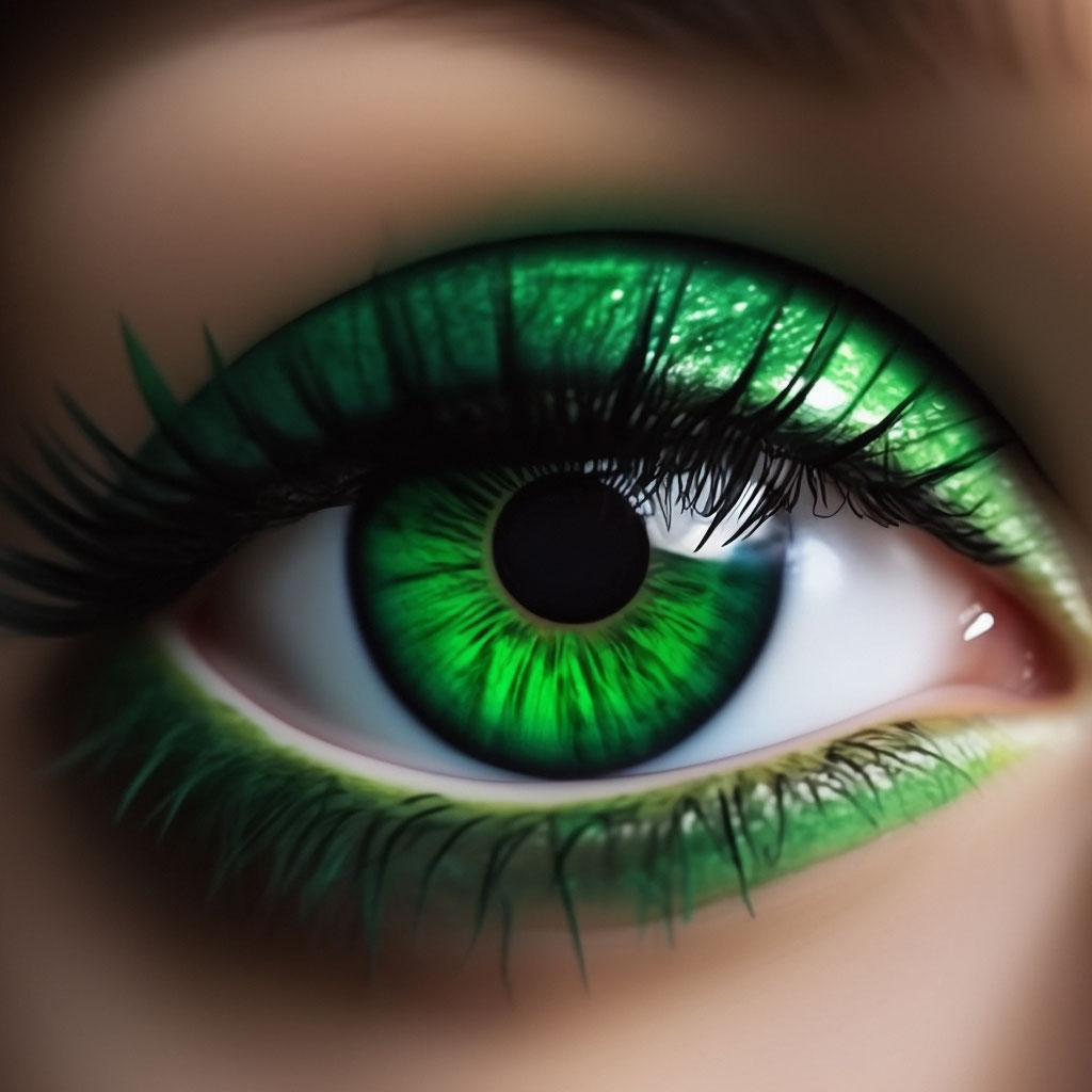 "Eye of the eye, green emerald eye color, long eyelashes, large black ...