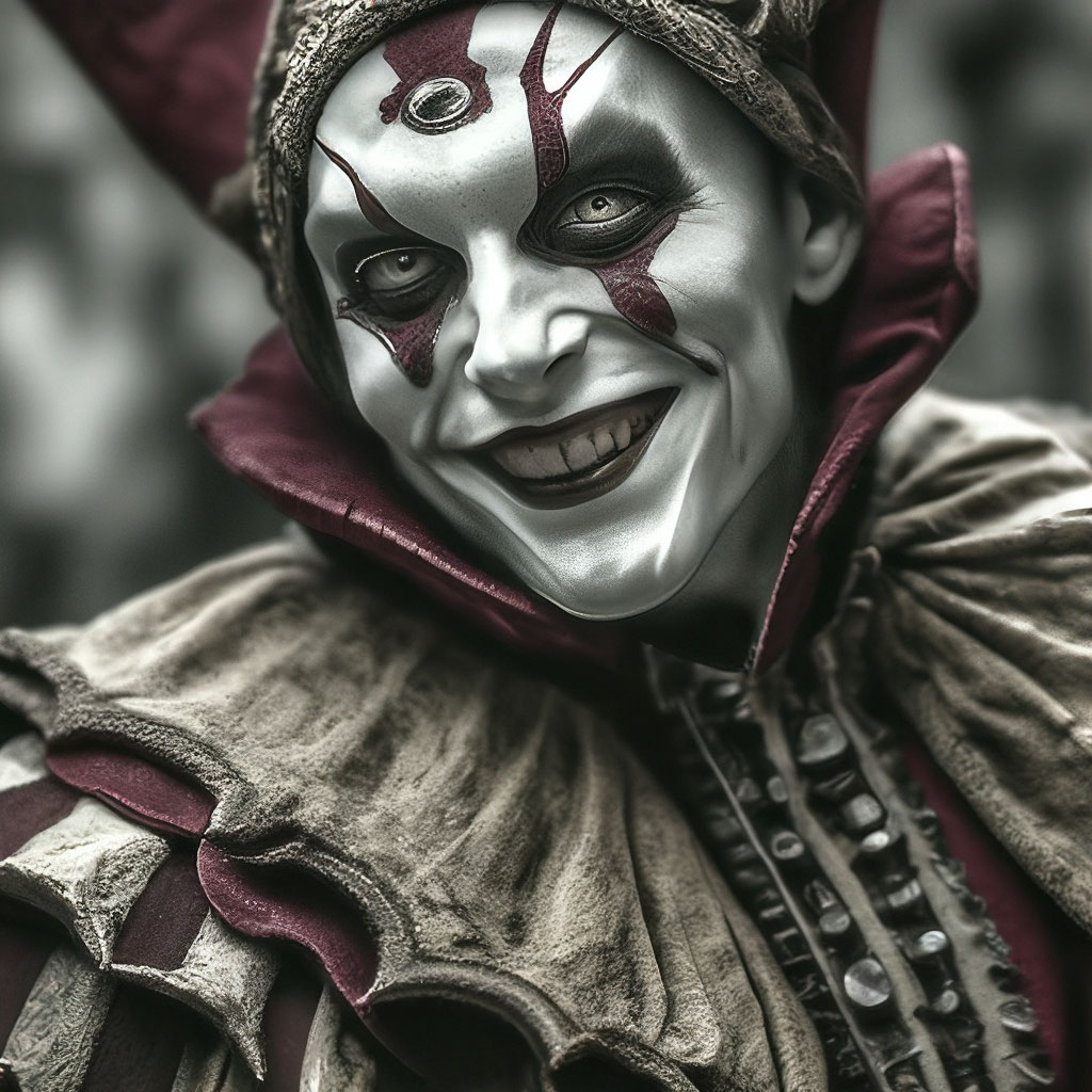 "Humor, irony, satire: carbon drawing, Jester, Gothic style, grunge ...