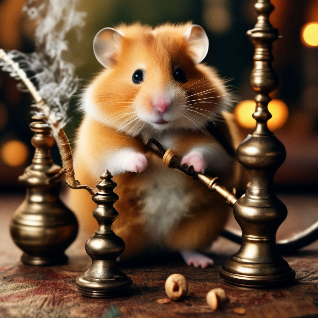 "Hamster with hookah" — image created in Shedevrum