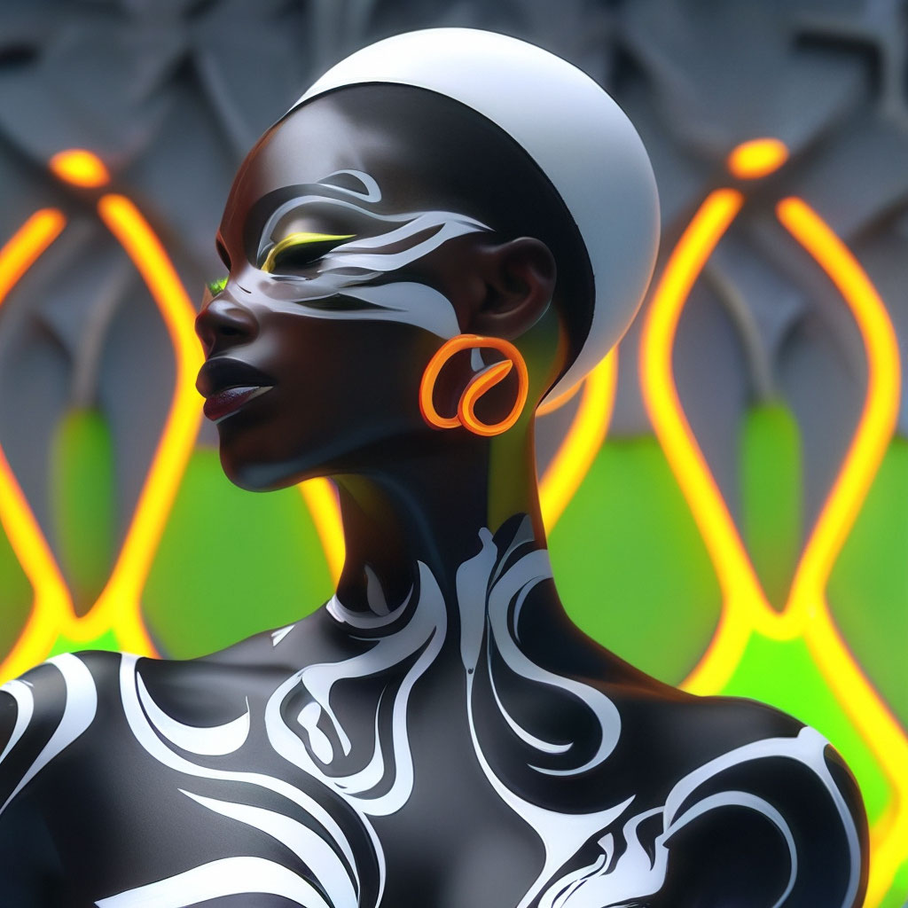 "@prada pictorial body art on the body black carcass white sharpness ...