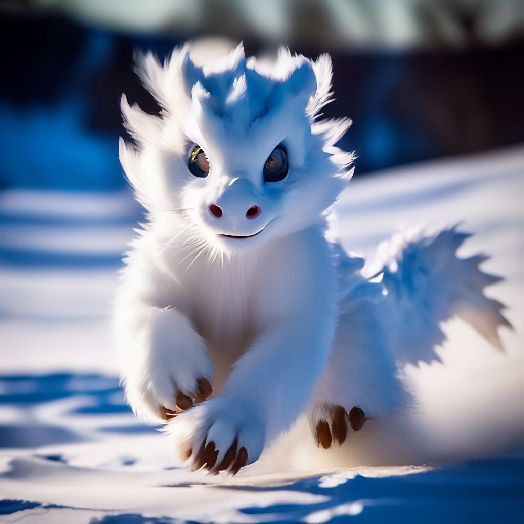 "A cute fluffy wonderful dragon that looks like snow" — image created ...
