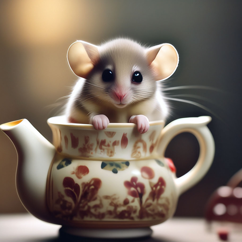"Rodent dormouse in a teapot" — image created in Shedevrum