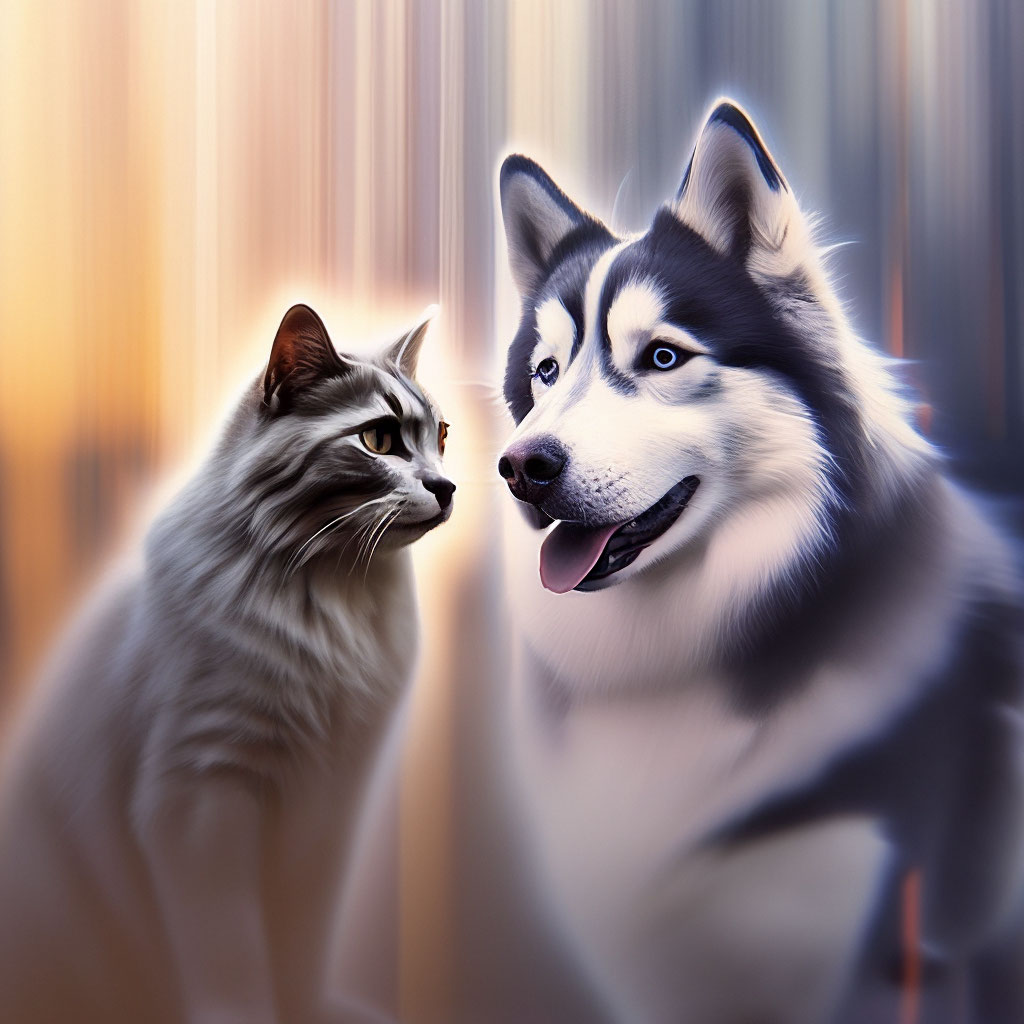 "Masya and Sima; cat+ dog :: Identifier morning,dawn, double exposure ...