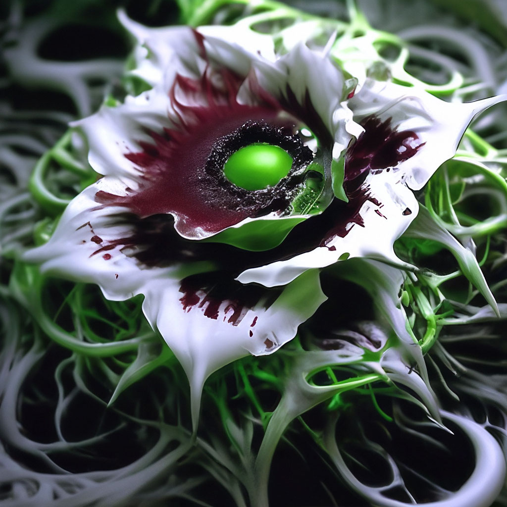 "White, dark burgundy, green and black, afterlife necro-biovelvet ...