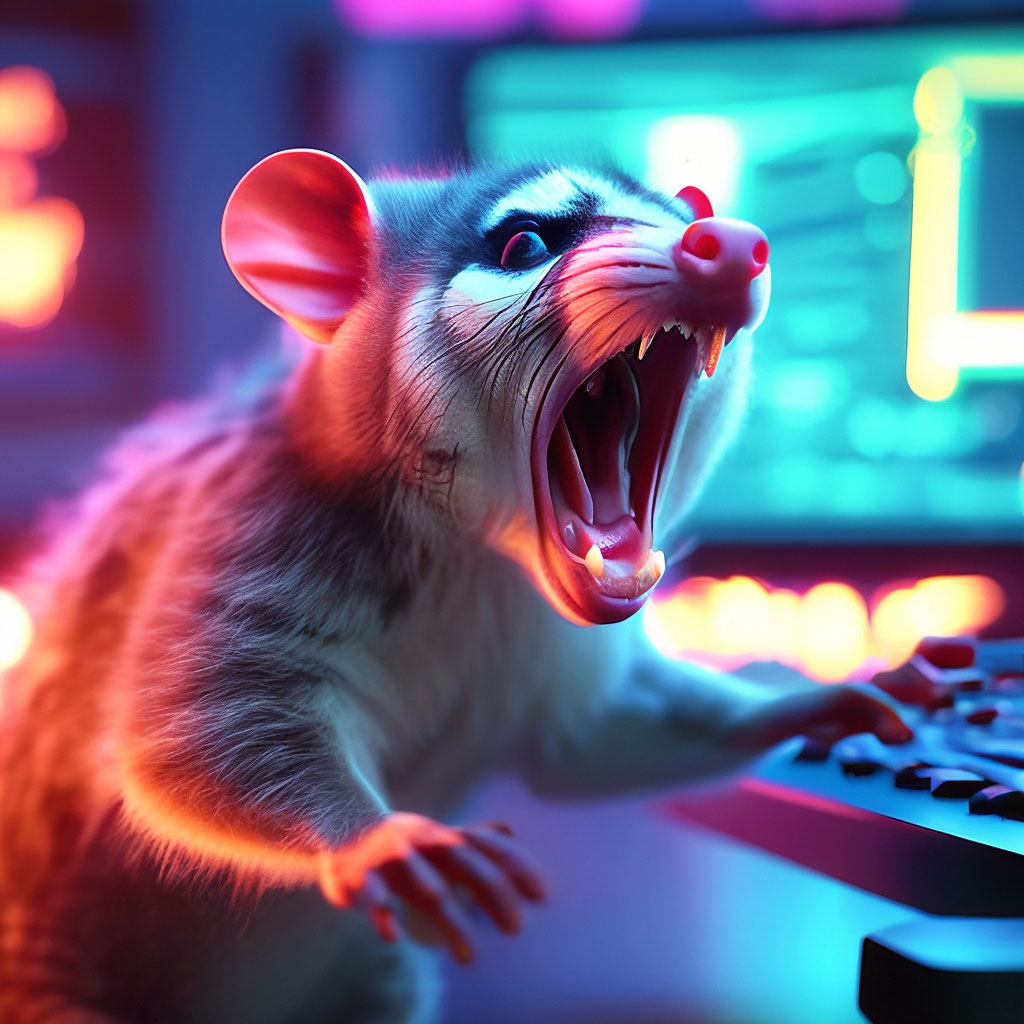"Possum yelling at the keyboard, on the background of a computer ...