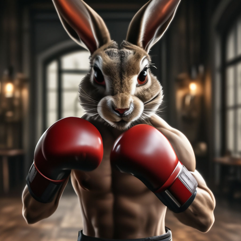 "The boxer Hare" — image created in Shedevrum