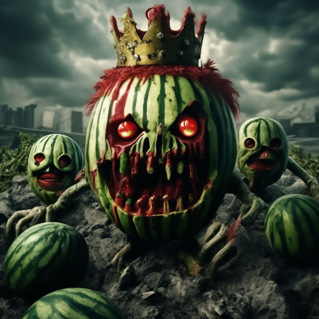 "The king of watermelons is a zombie watermelon with an entourage 🍉🍉🍉 ...