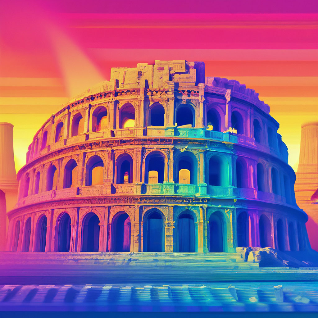 "Rainbow Gradient Ancient Rome" — image created in Shedevrum