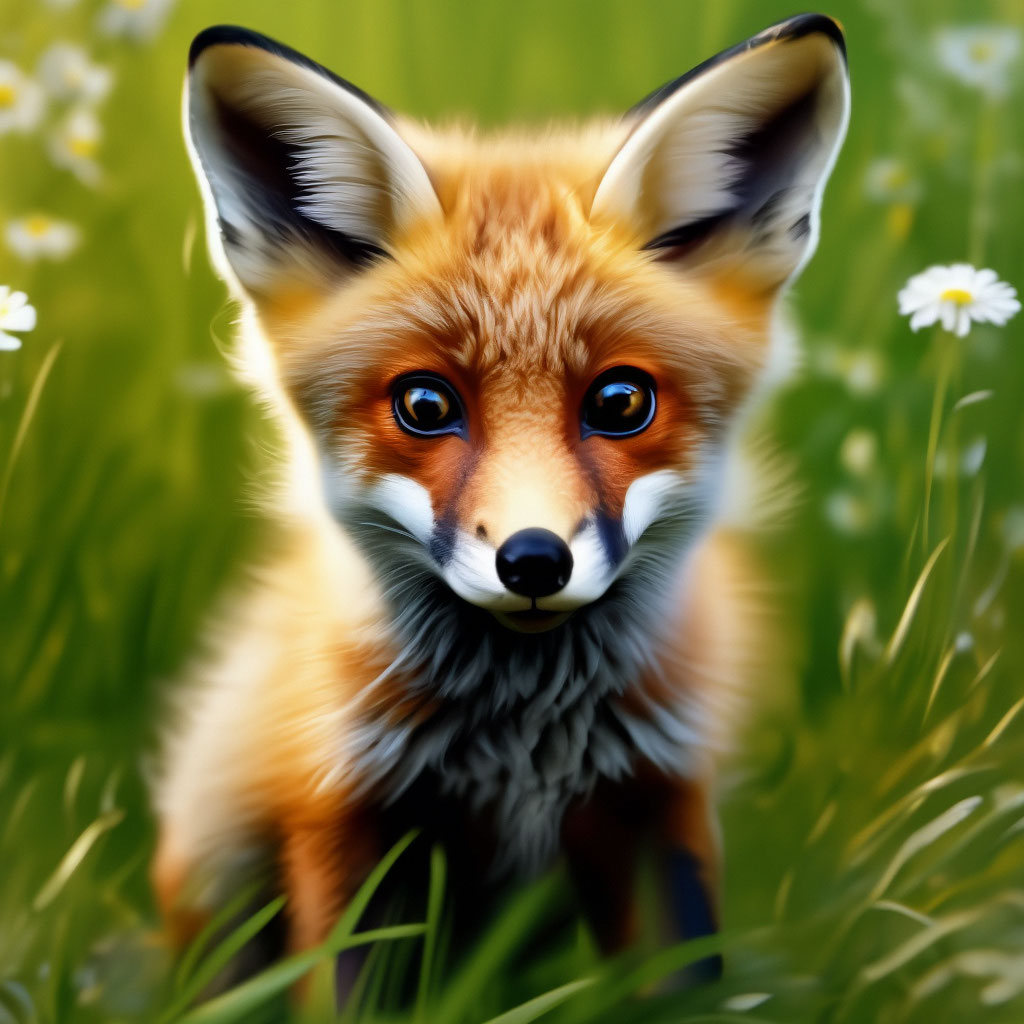 "Masterpiece baby cub Realistic cute fluffy fox cub, sitting in the ...