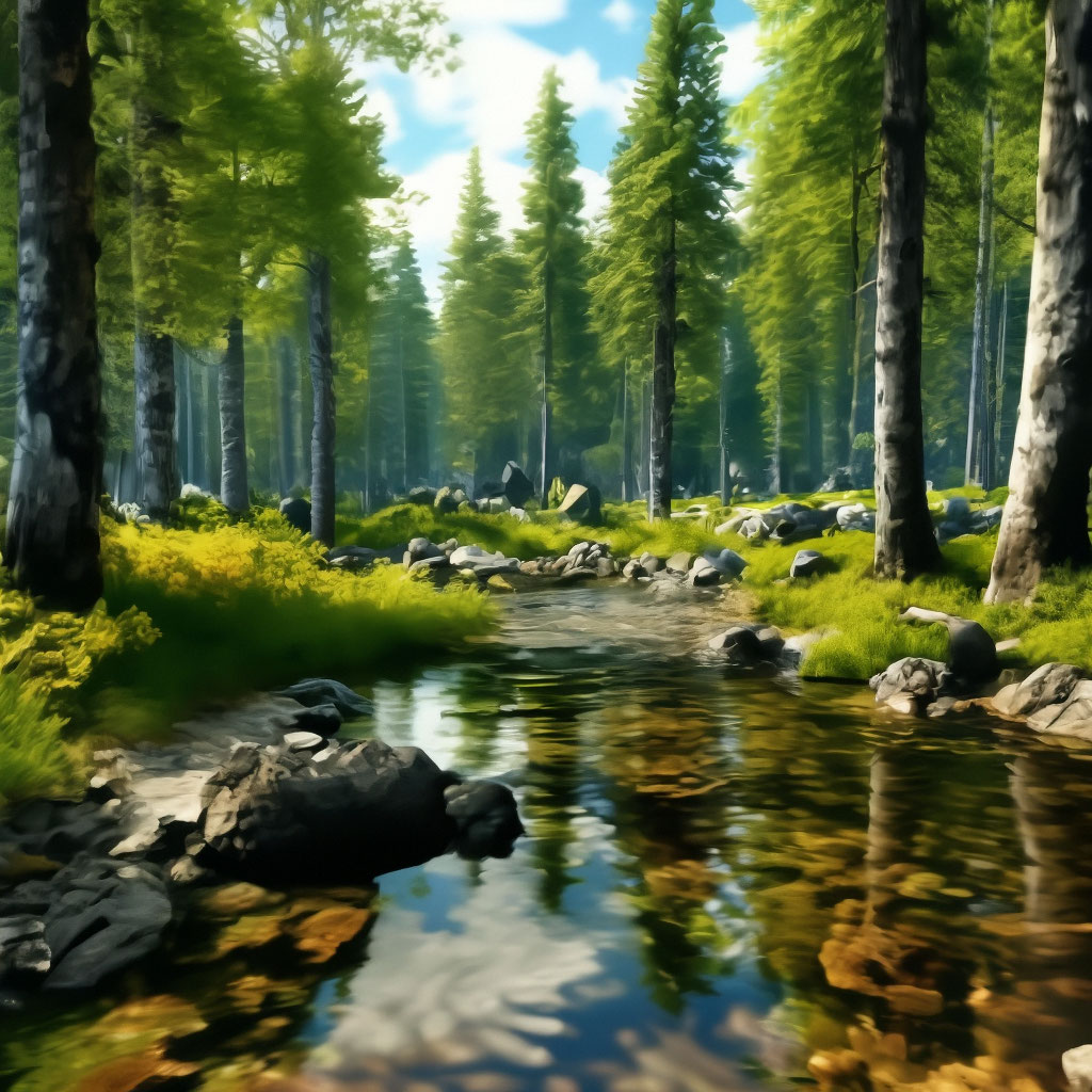 "Superreality, 3d beauty of the summer forest. 600 dpi, 8K UHD, 4K ...