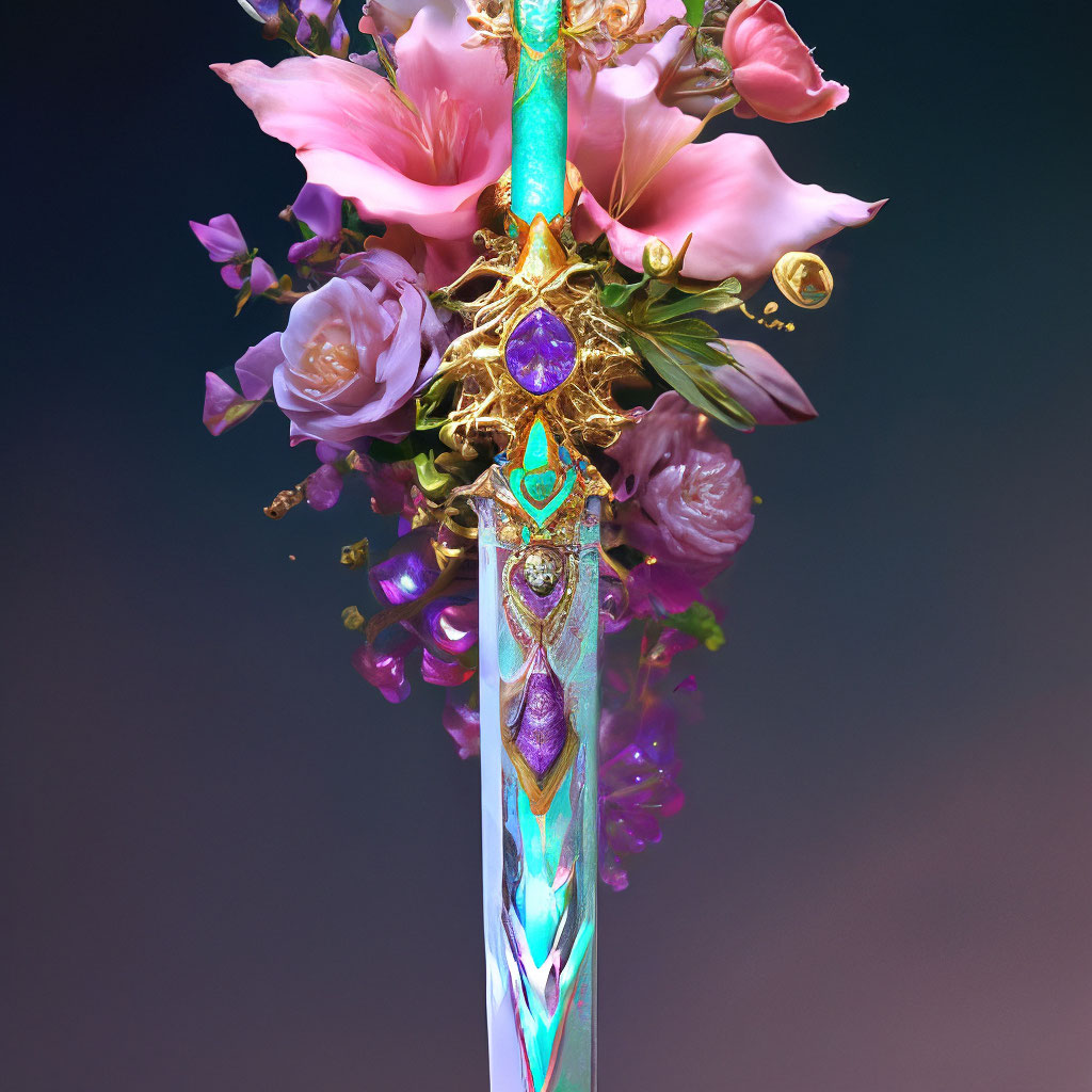 " 🌹🪷 a gorgeous floral bouquet in the form of an asymmetric sword made ...