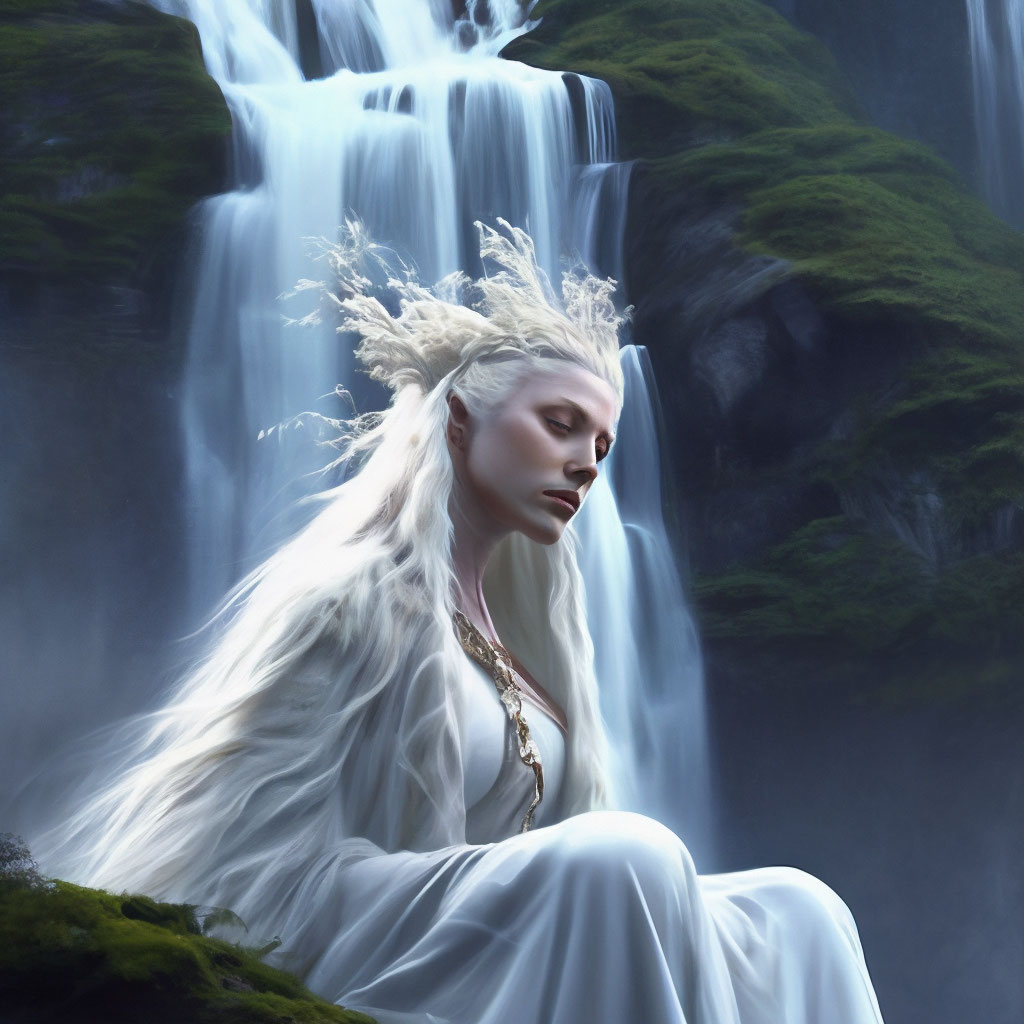 "The goddess is connected with the waterfall. A huge beautiful albino ...