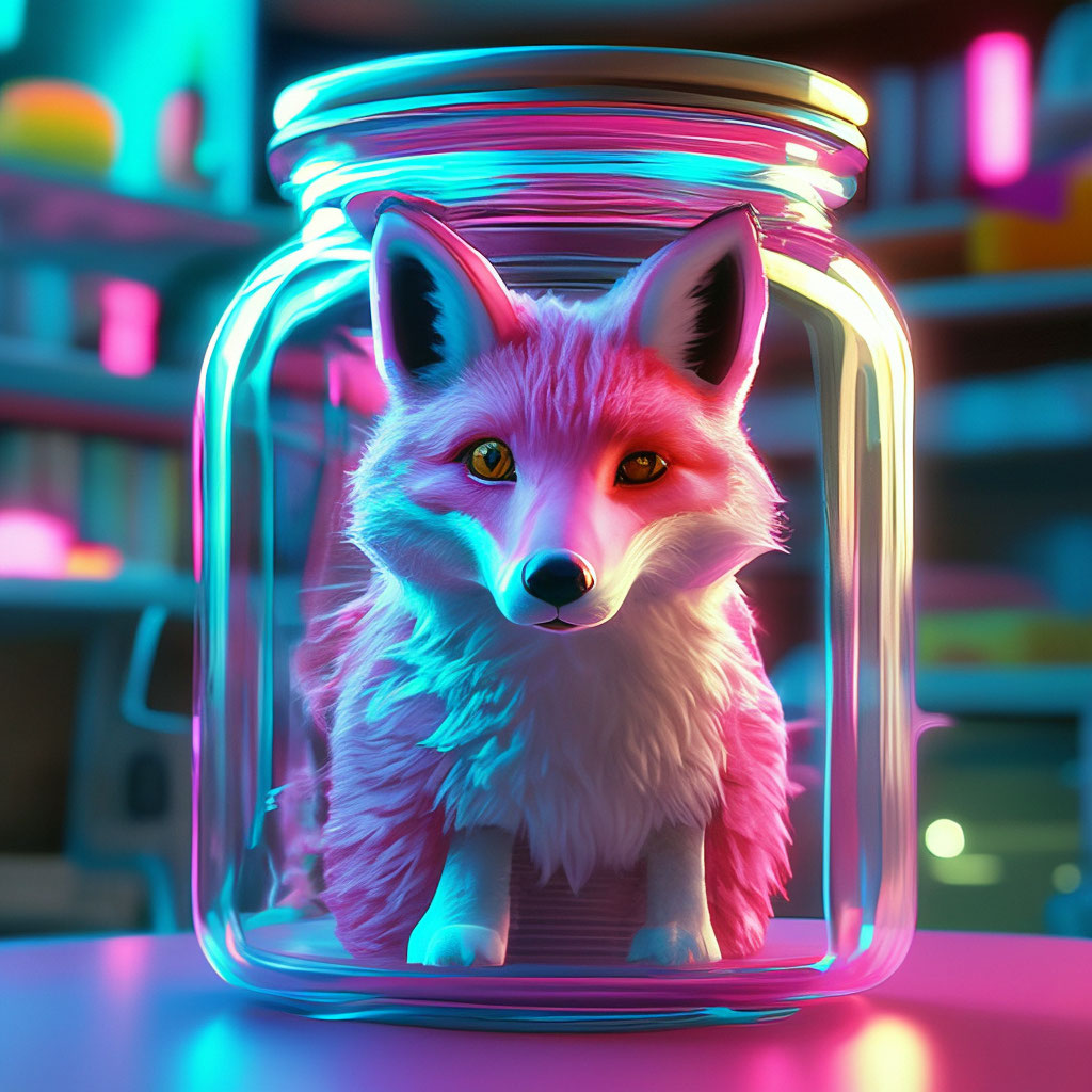 "Fox in a jar hyperdetalization realistic high quality professional ...