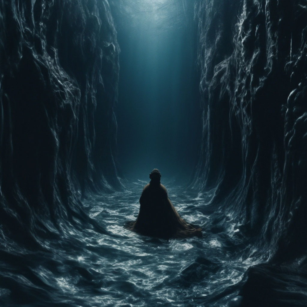 "Loneliness at the bottom of the abyss" — image created in Shedevrum