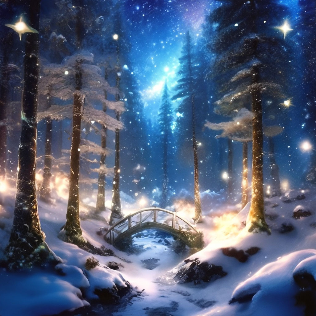 "Winter fairy forest full of magical wonders, night and stars" — image ...