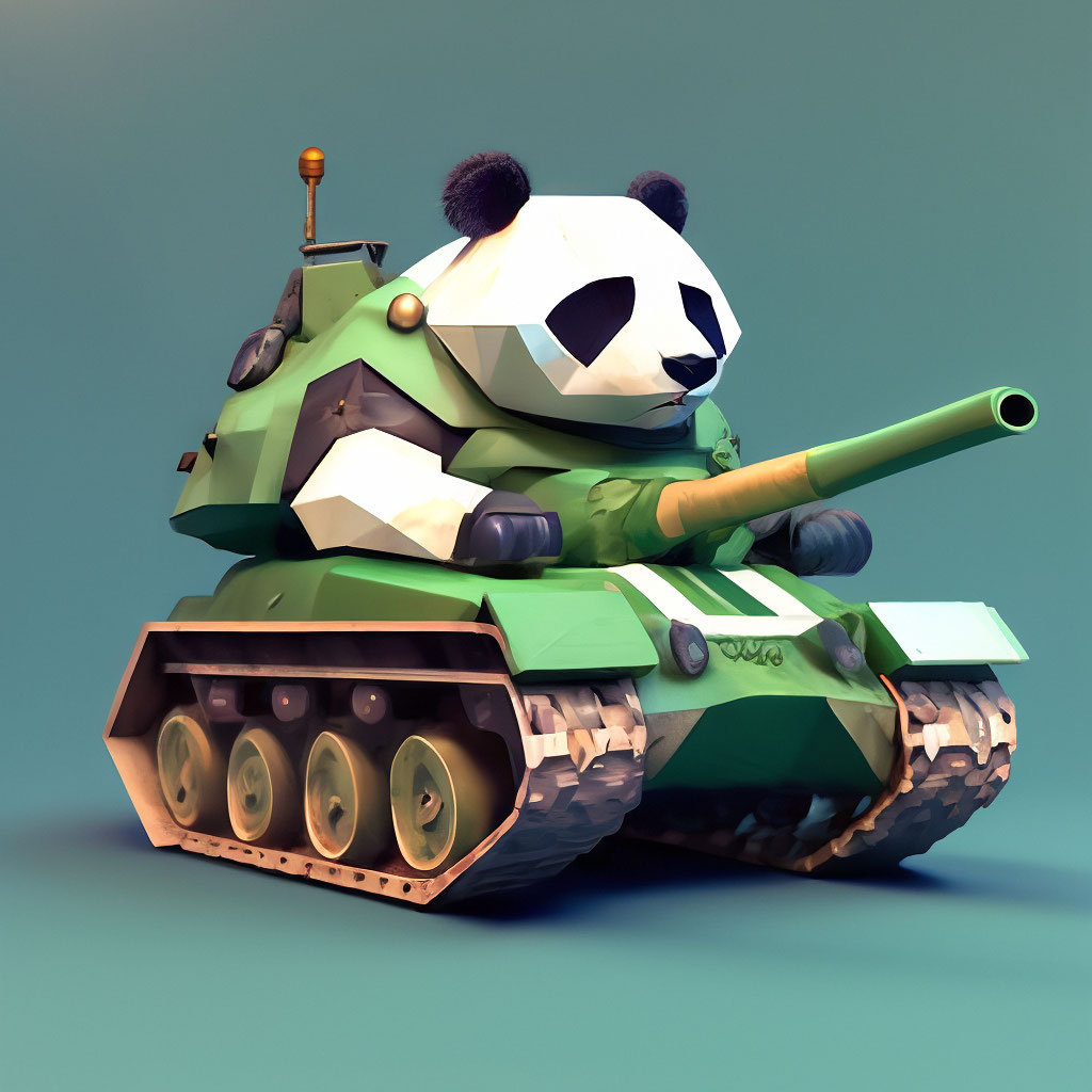 "Panda in T-34" — image created in Shedevrum