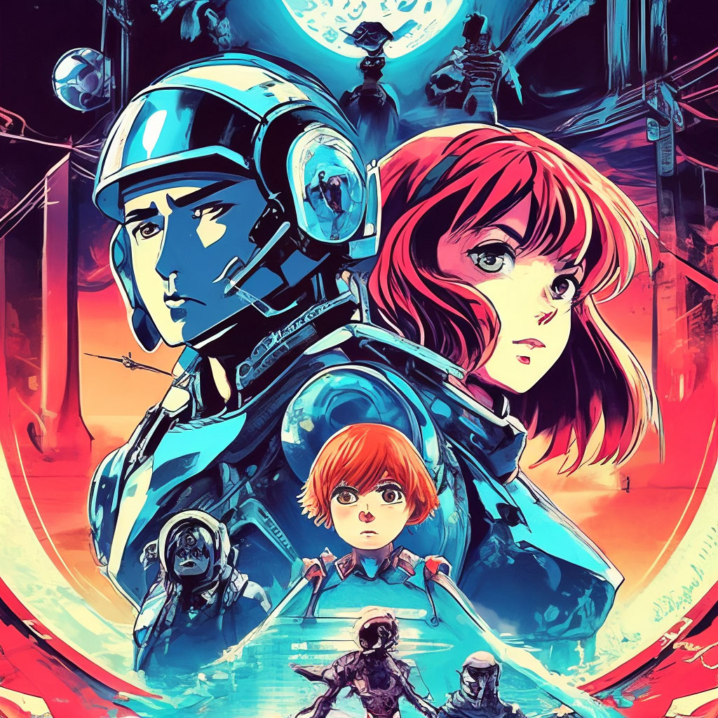 "Vintage sci-fi and horror anime movie posters, vector graphic art ...
