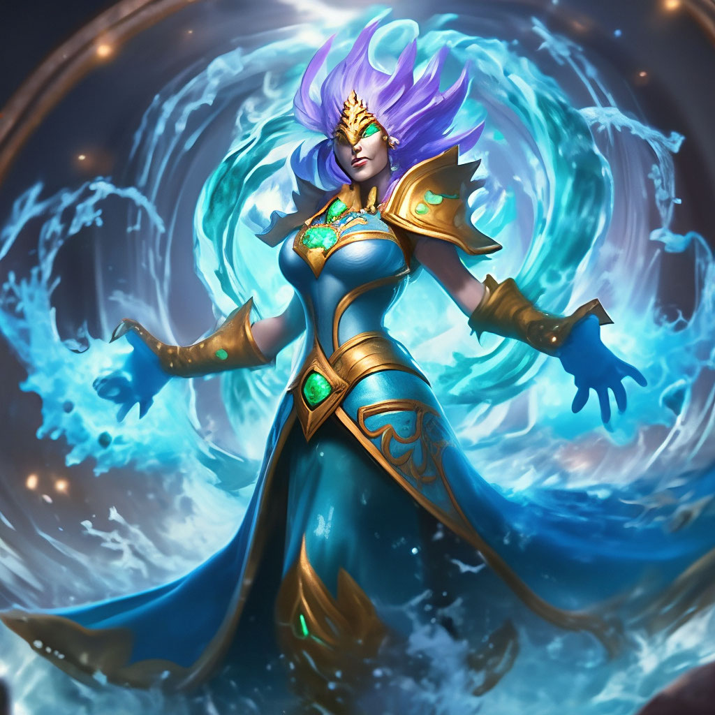 "Game character, water vortex, queen of water elementals, full-length ...