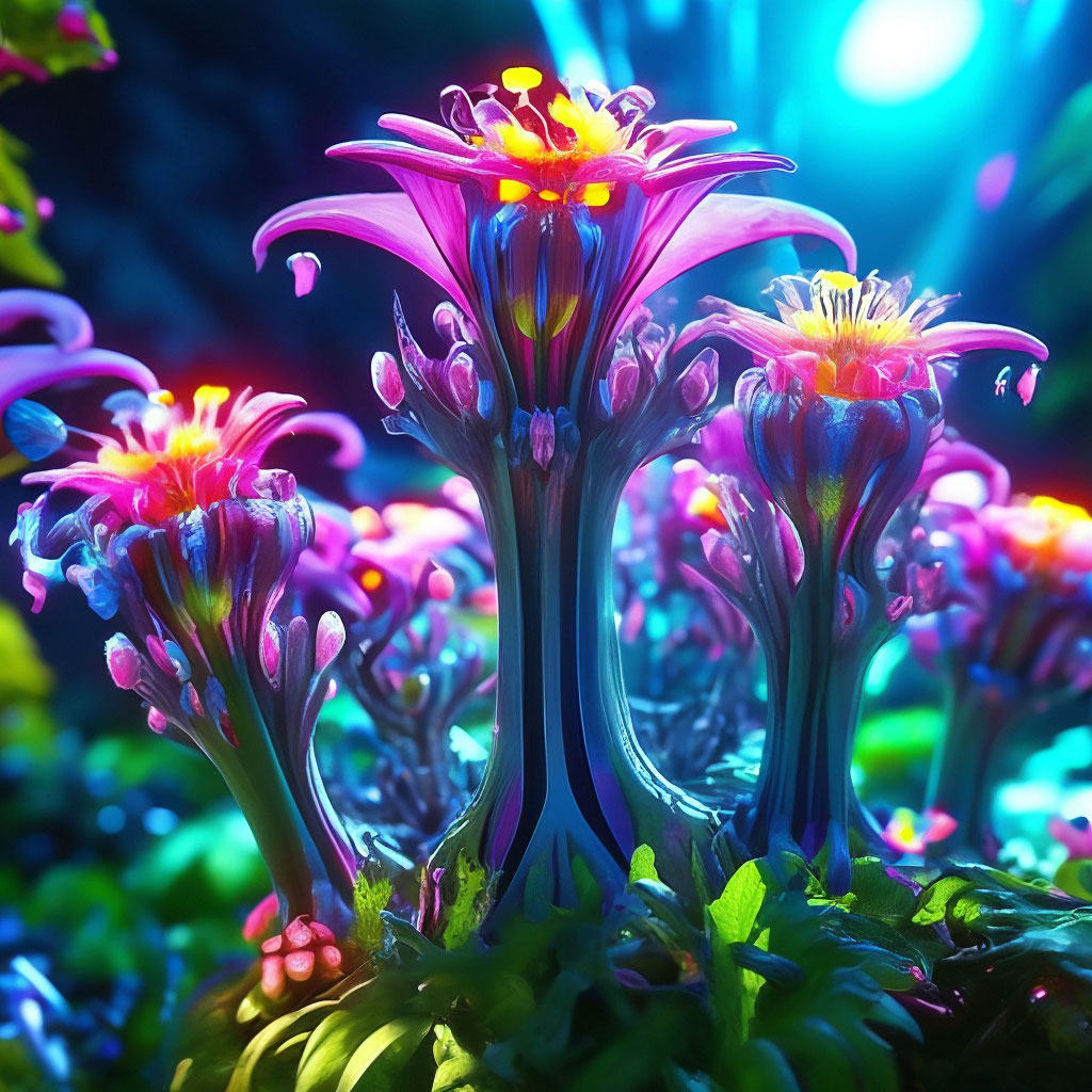"Gorgeous lush bouquet of alien flowers, bright inflorescences of ...