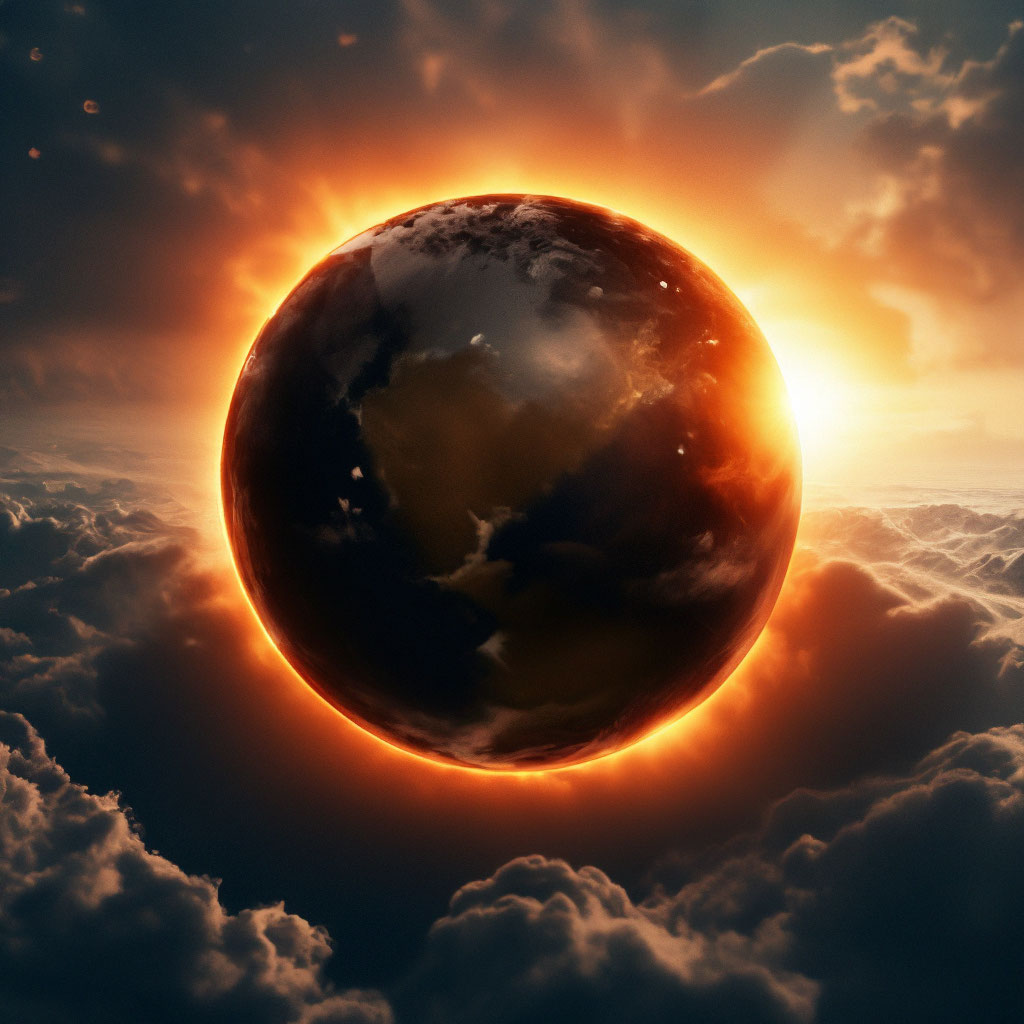 "Solar eclipse world,earth,ball,planet" — image created in Shedevrum