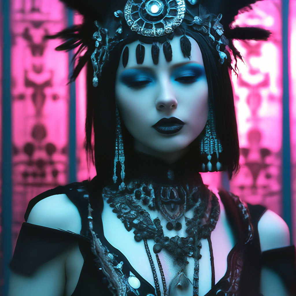 "A girl from the Goth tribe" — image created in Shedevrum
