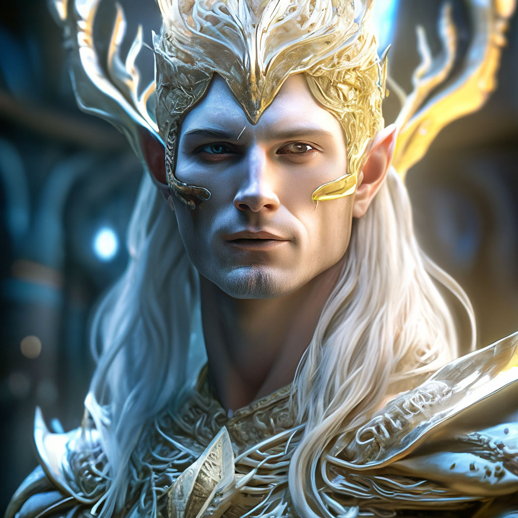 "Majestic epic light elf man, digital art, lots of details, beautiful ...