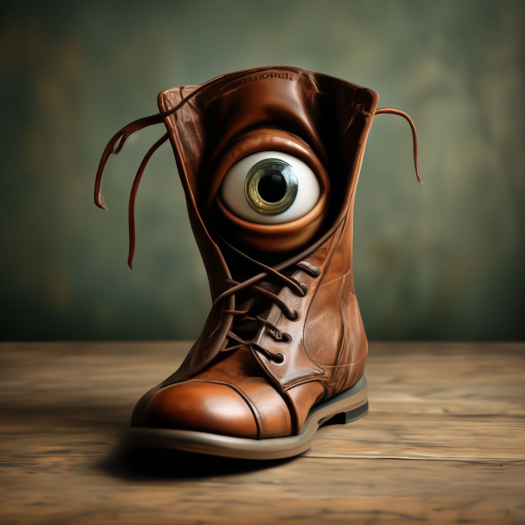 "The shoe has eyes and legs and arms." — image created in Shedevrum