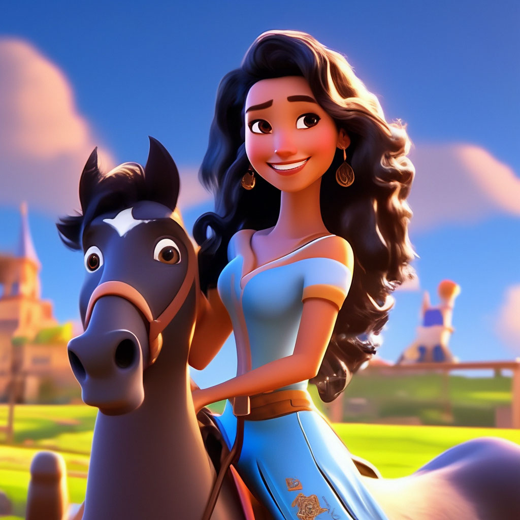 "Pixar animation 128k picture on the background of fields and blue sky ...